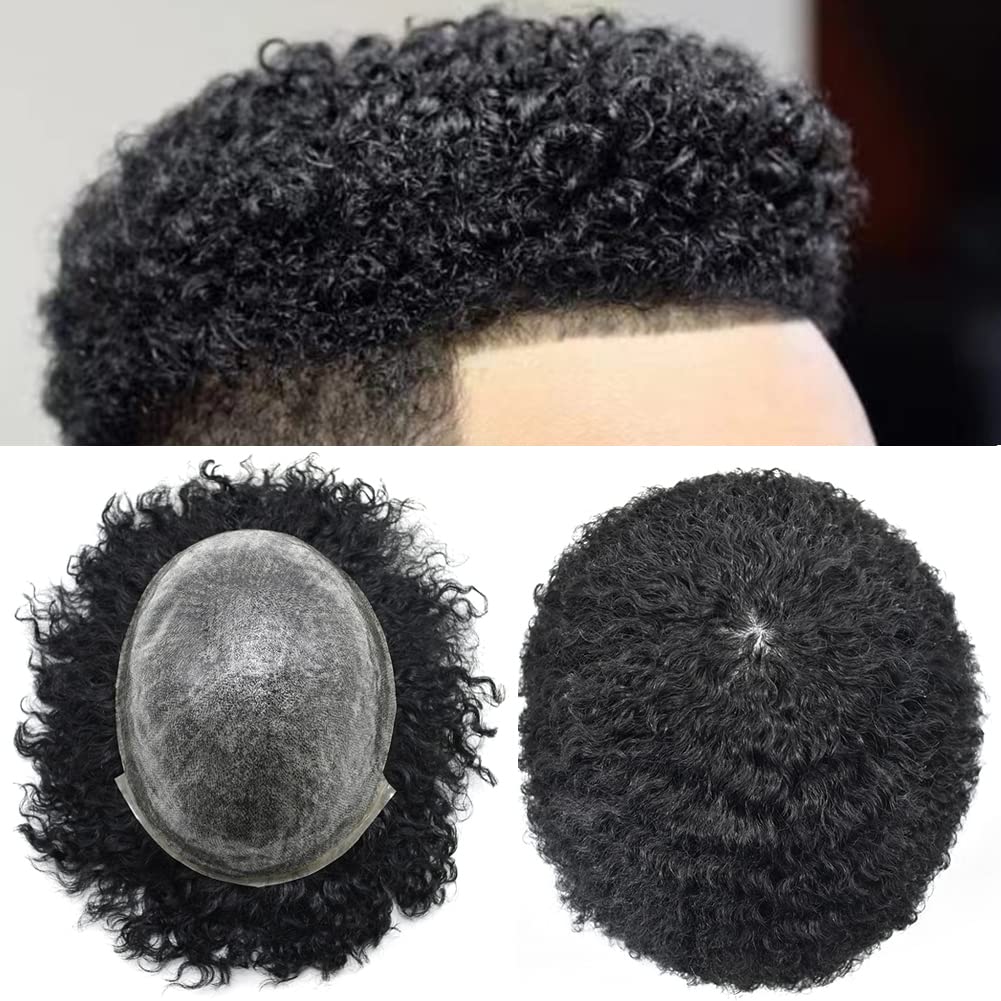 Wholesale Weave Hair Unit Black Men 6mm Wave Afro Toupee African ...
