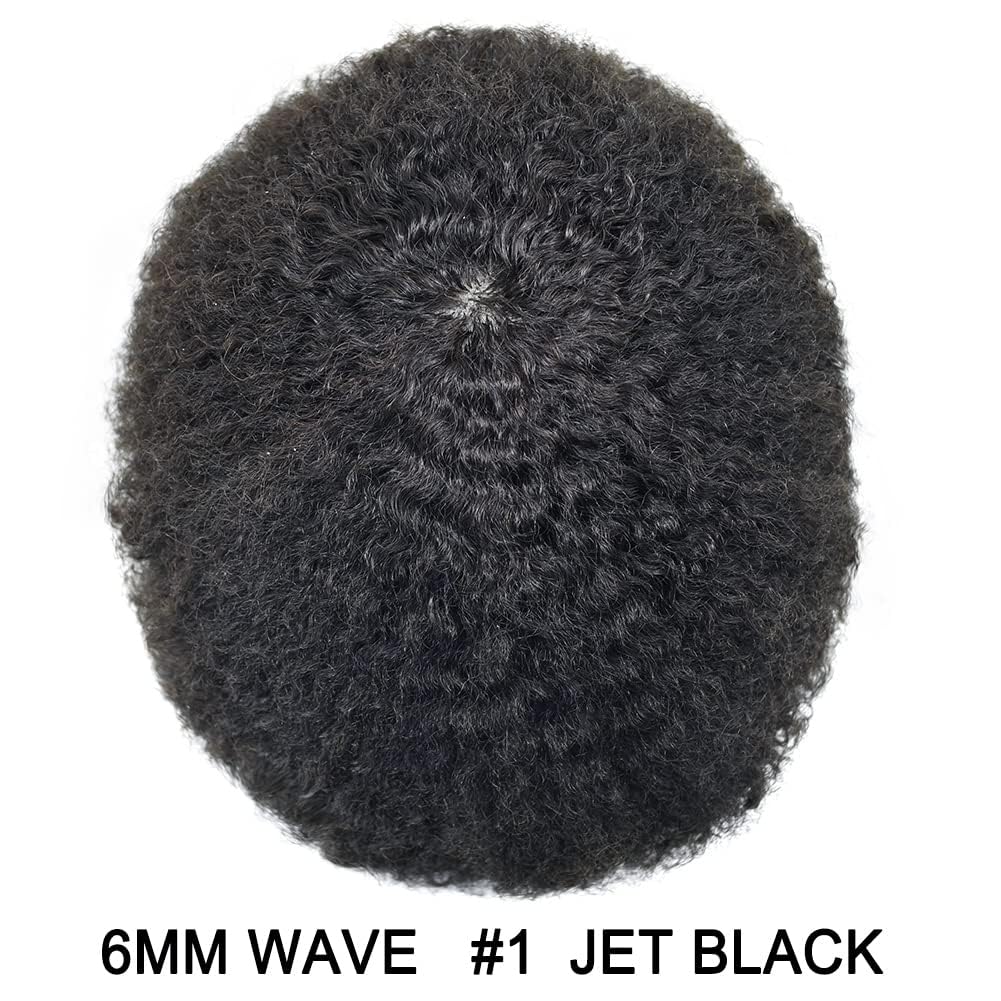 Wholesale Weave Hair Unit Black Men 6mm Wave Afro Toupee African ...