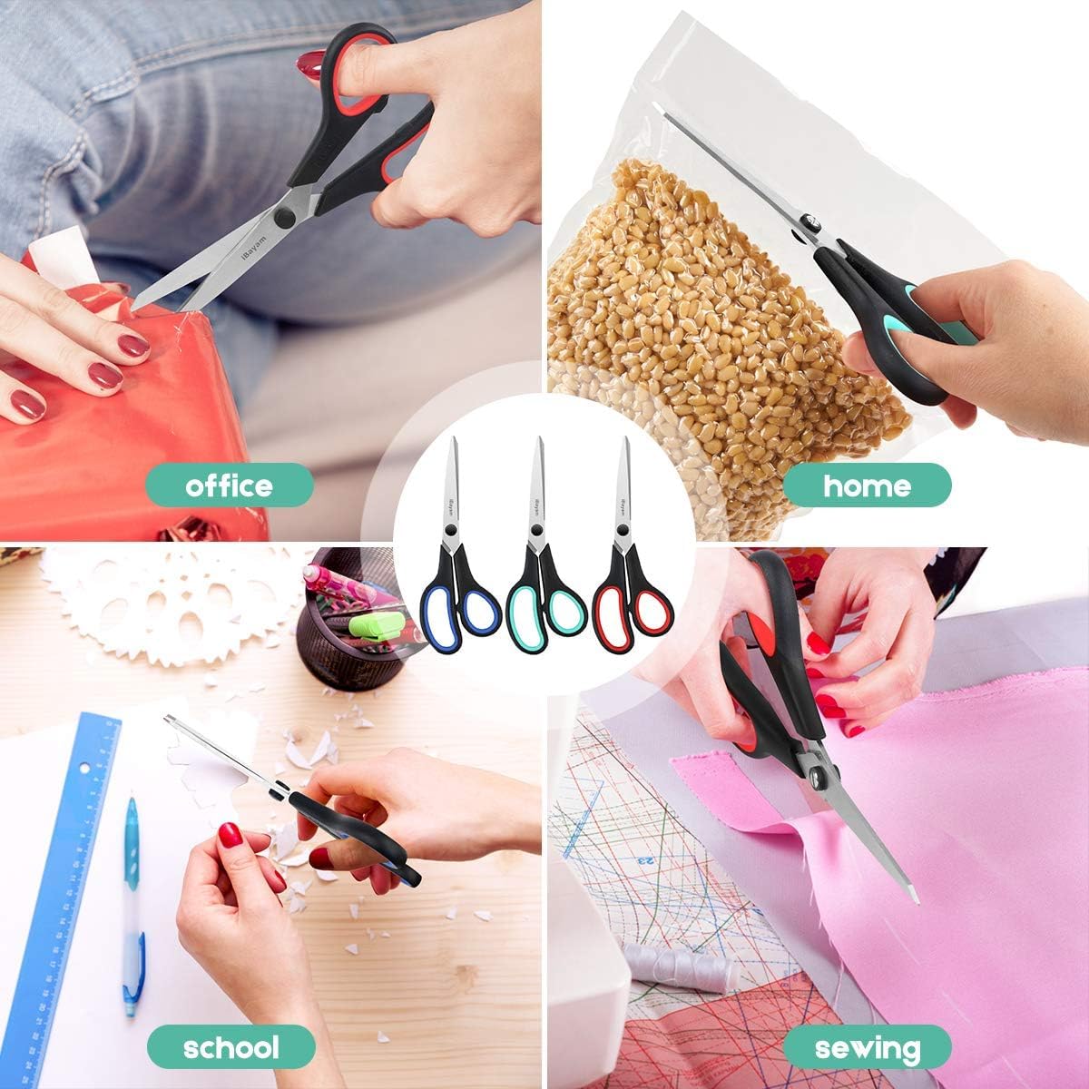 Wholesale 3-Pack 8" Heavy Duty Scissors with Ultra Sharp Blades and ...