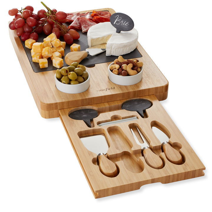 Wholesale Factory direct bamboo cheese plate gift set with stone tray 4 ...