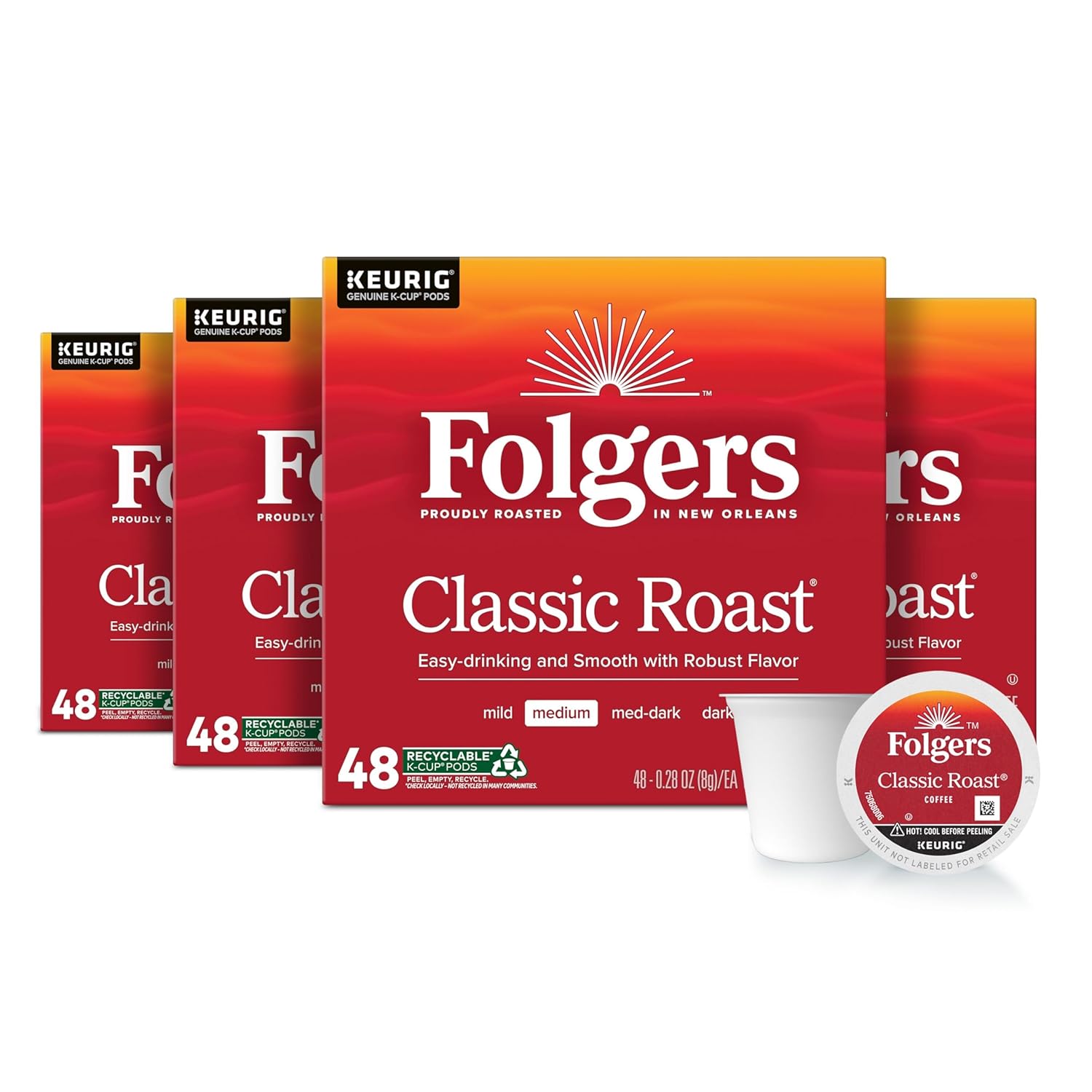 Wholesale Folgers Classic Roast Medium Roast Coffee, 192 Keurig K-Cup ...