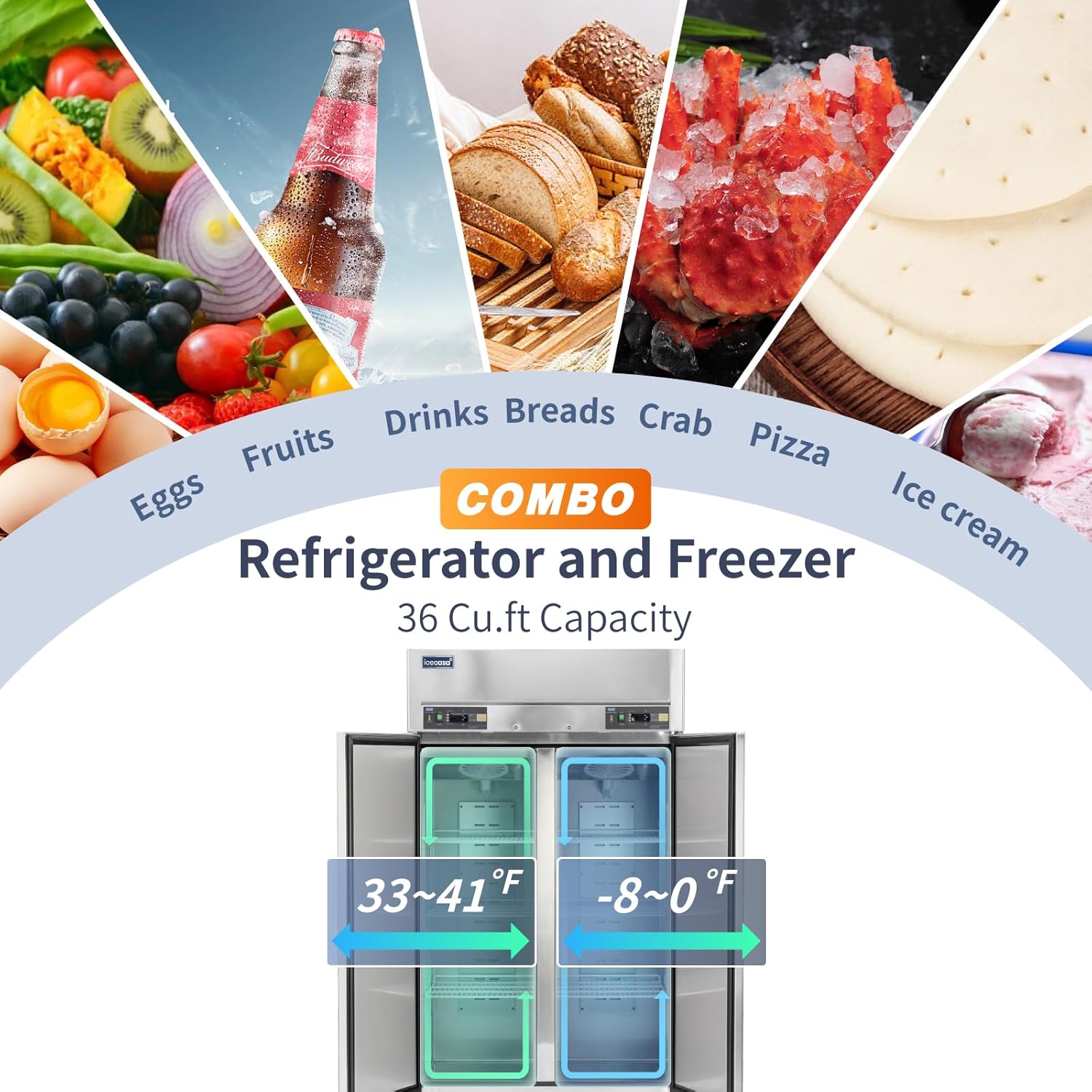Wholesale ICECASA 48" W Commercial Refrigerators and Freezer Combo ...