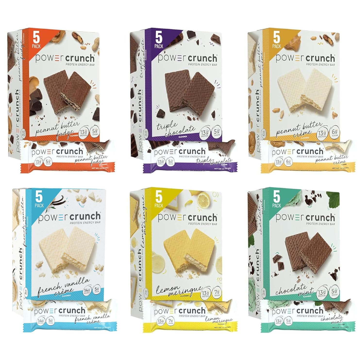 Wholesale Power Crunch Protein Wafer Bars, Variety Pack, in 6 Flavors 1 ...