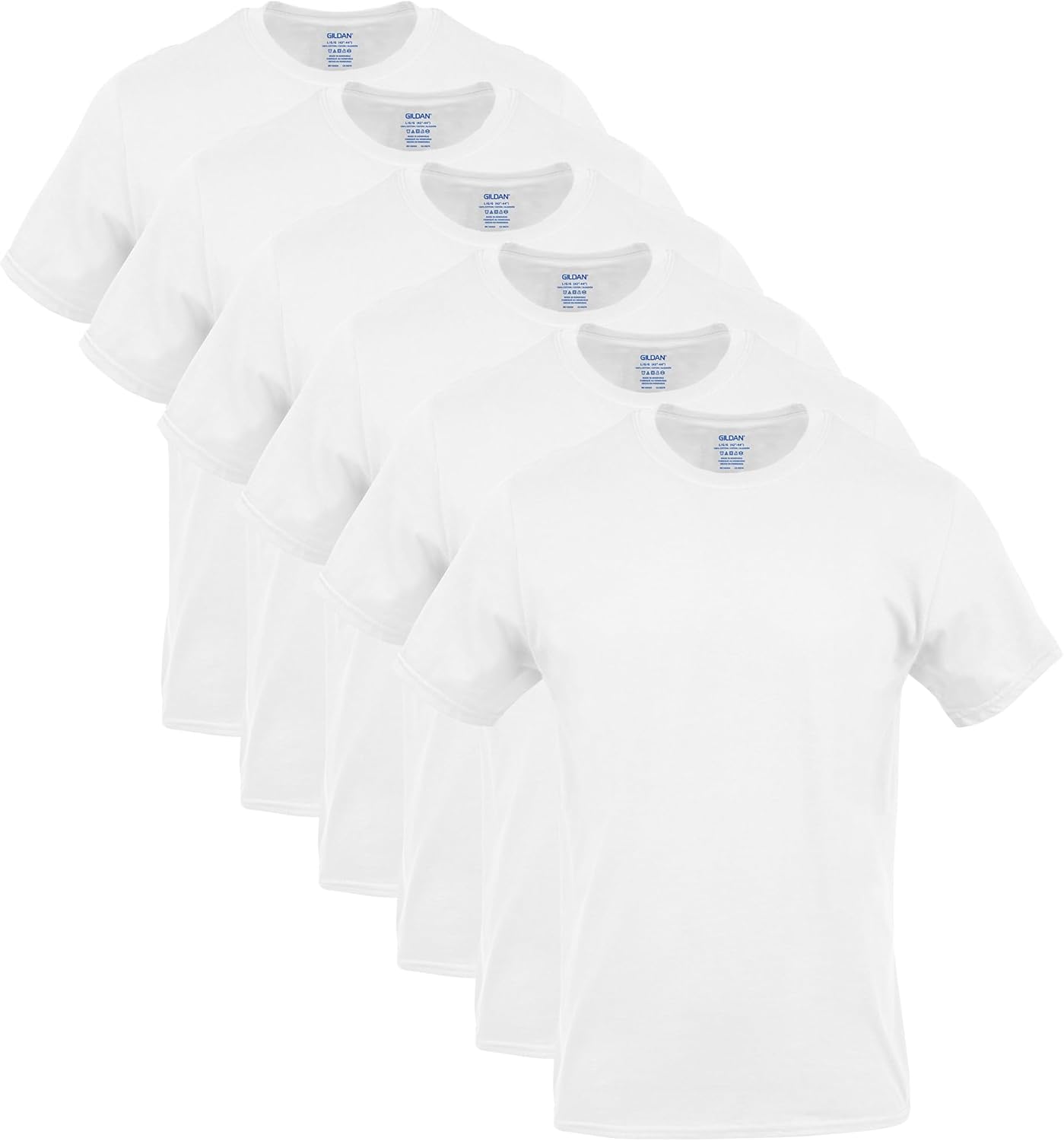 Wholesale Gildan Mens Crew T-Shirts, Multipack, Style G1100 6 White (6 ...