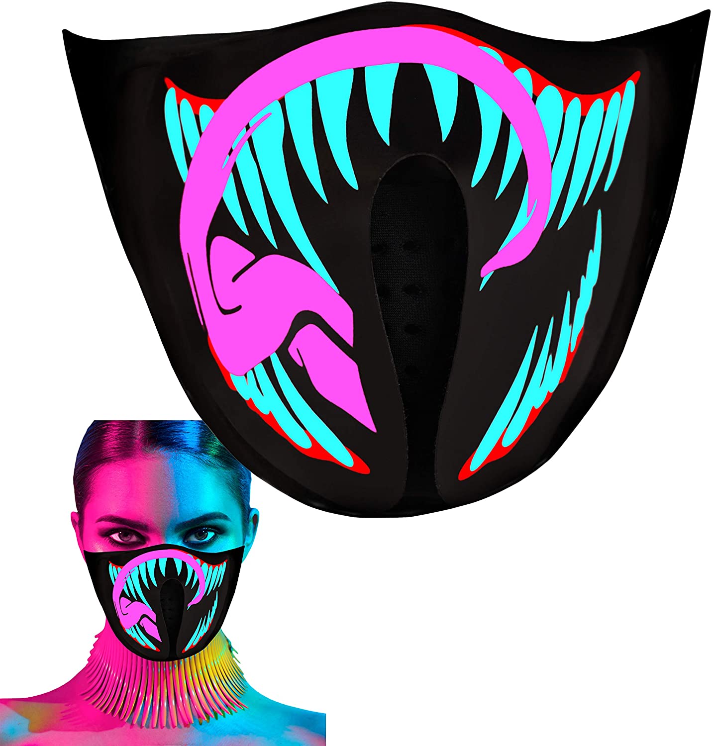 Wholesale CYB LED Rave Mask Light Up Glow Face Mask Sound Activated for ...