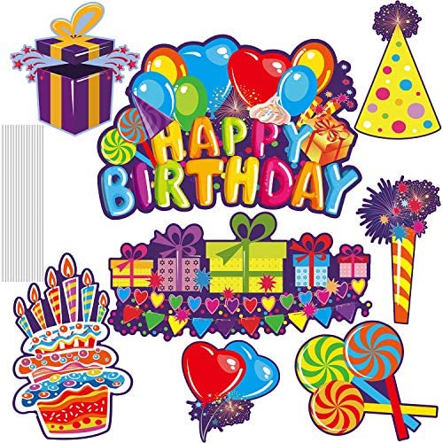 Wholesale Uratot 8 Pack Happy Birthday Yard Signs Lawn Sign Balloons