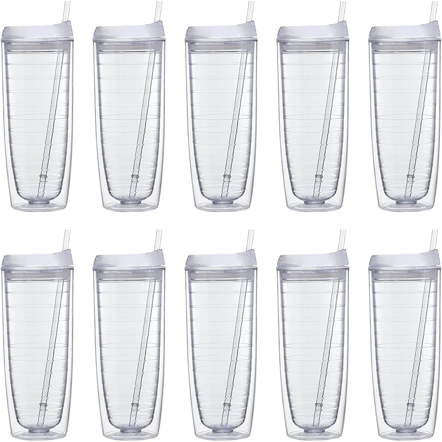Wholesale 10 Tall Orbit Acrylic Tumblers Set 20 Oz Double Wall Straw Included Clear